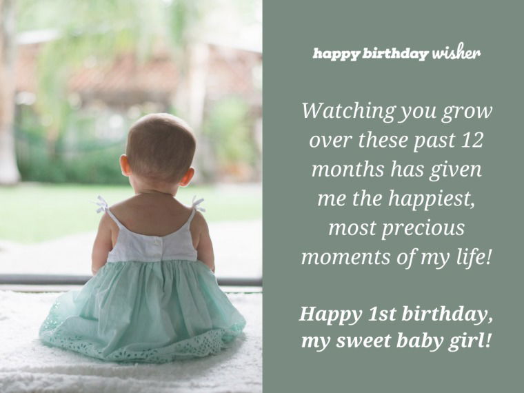 12 Months Of Watching You Grow Baby Girl Happy Birthday Wisher