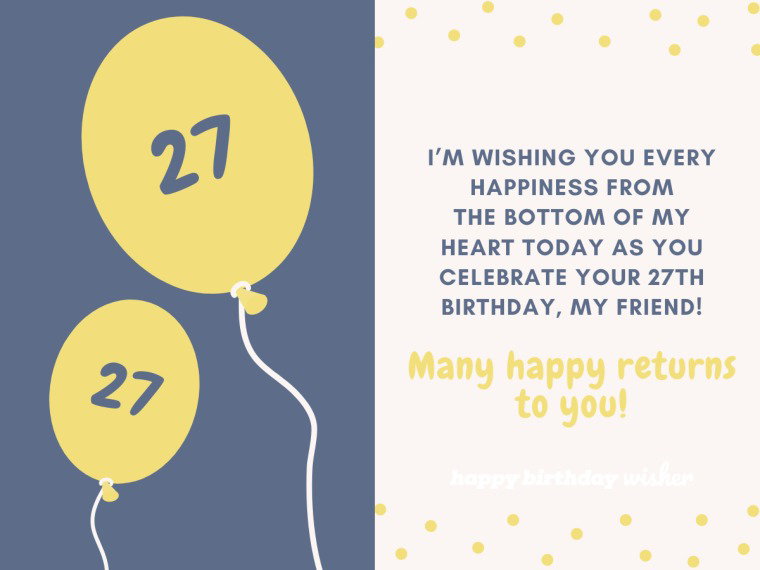 Wishing You Every Happiness On Your 27th Happy Birthday Wisher